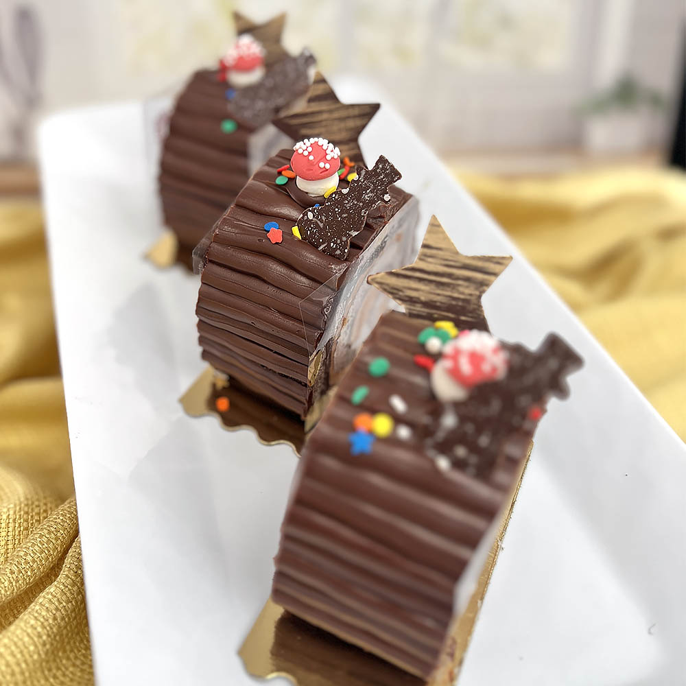 Yule Log Pastry Slice - Pastries by Randolph